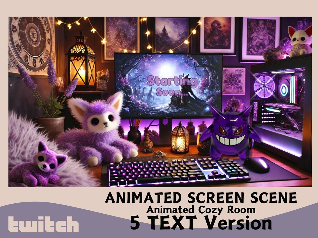 Animated Gengar Lofi Gaming Desk Twitch Scene, Stream Starting Soon, Be ...