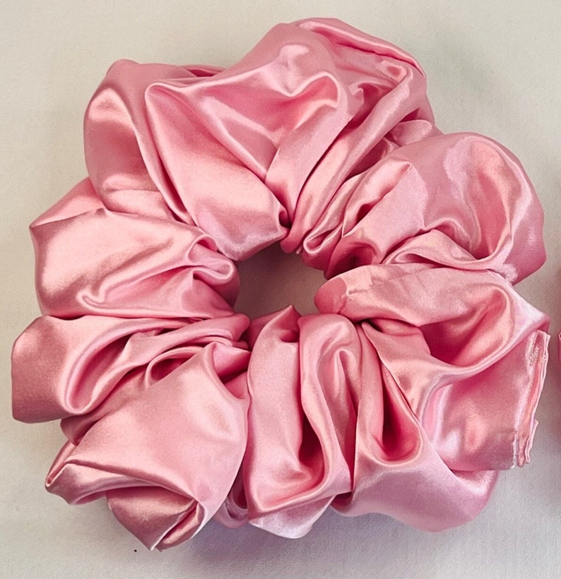 Pink Satin Scrunchies in Jumbo Sizes Available. Hand Sewn Scrunchies in ...