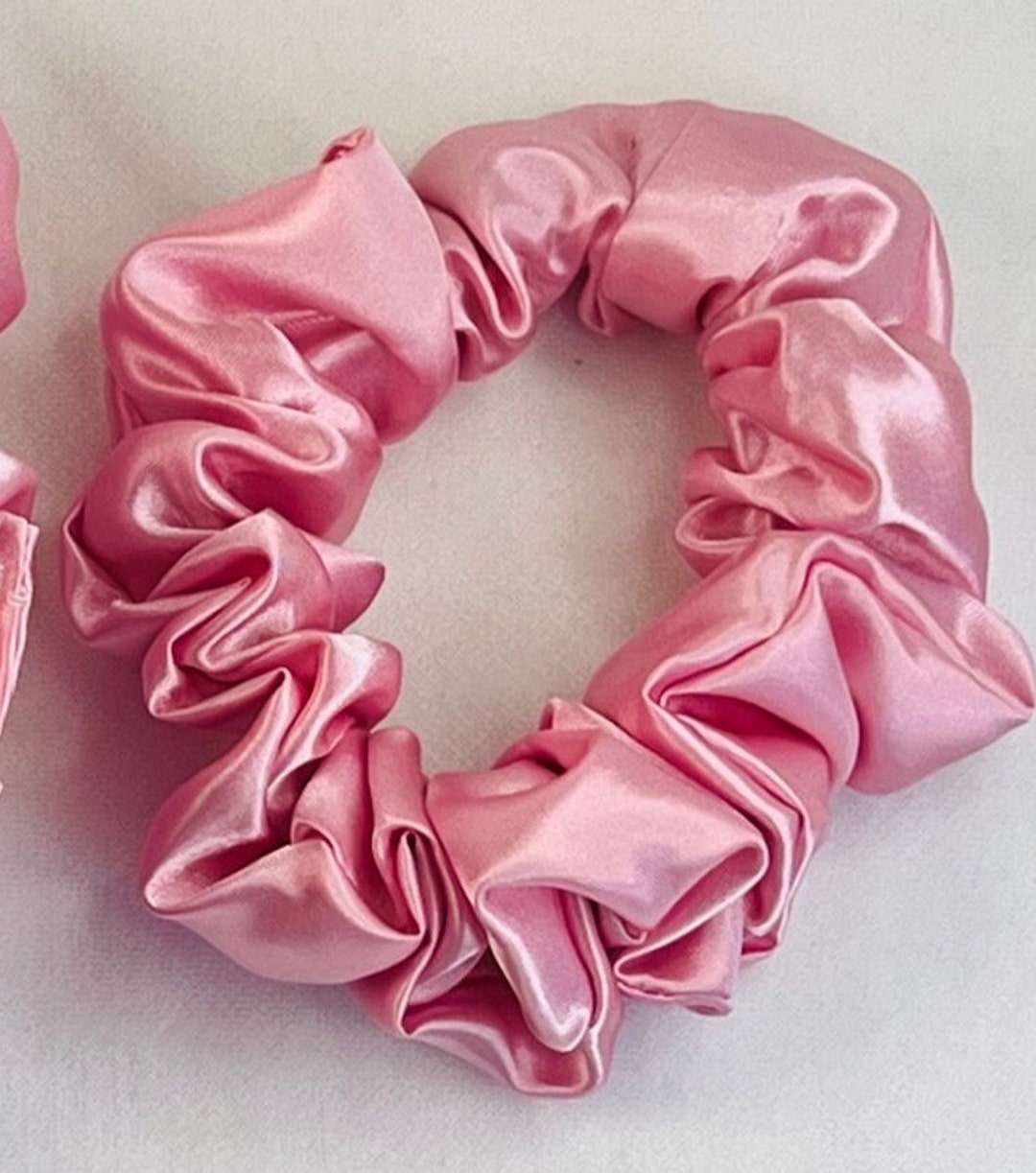 Pink Satin Scrunchies in Regular Sizes. Hand Sewn Scrunchies in Satin ...
