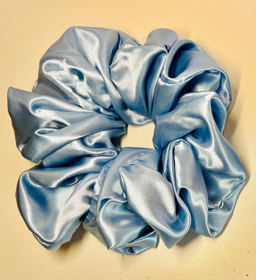 Sky Blue Satin Scrunchies in Jumbo Sizes. Hand Made Scrunchies in Jumbo ...