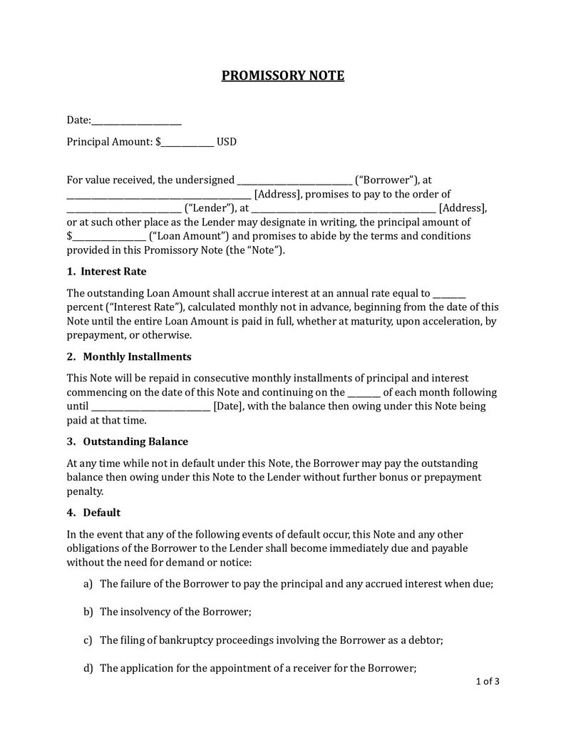 Promissory Note Template: Editable Loan Agreement (digital Download) - Etsy