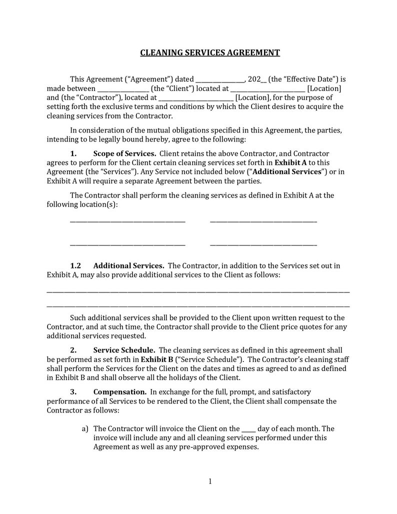 Cleaning Services Agreement Template | Editable Cleaning Business ...