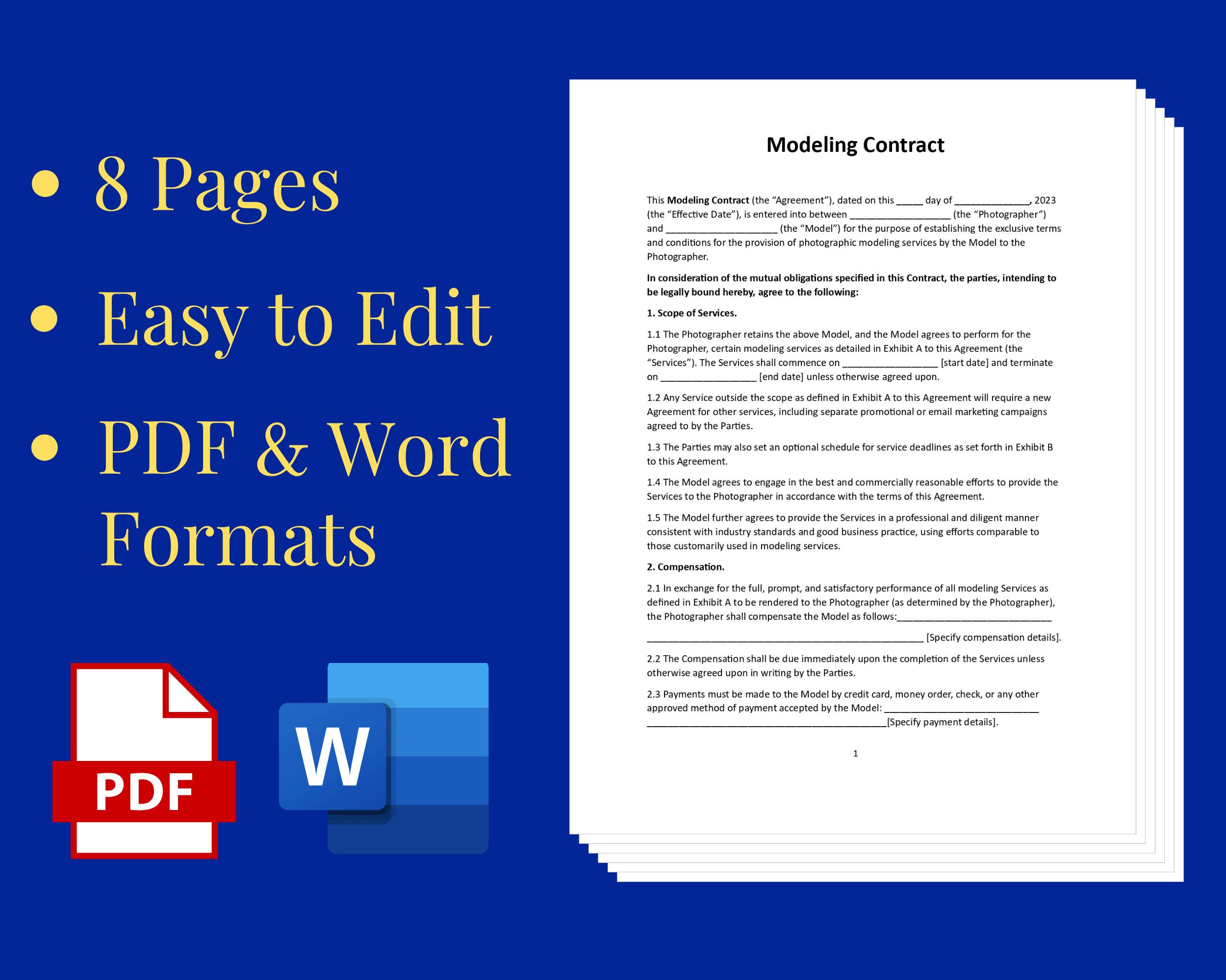 Professional Modeling Contract Template: Attorney-drafted Legal ...