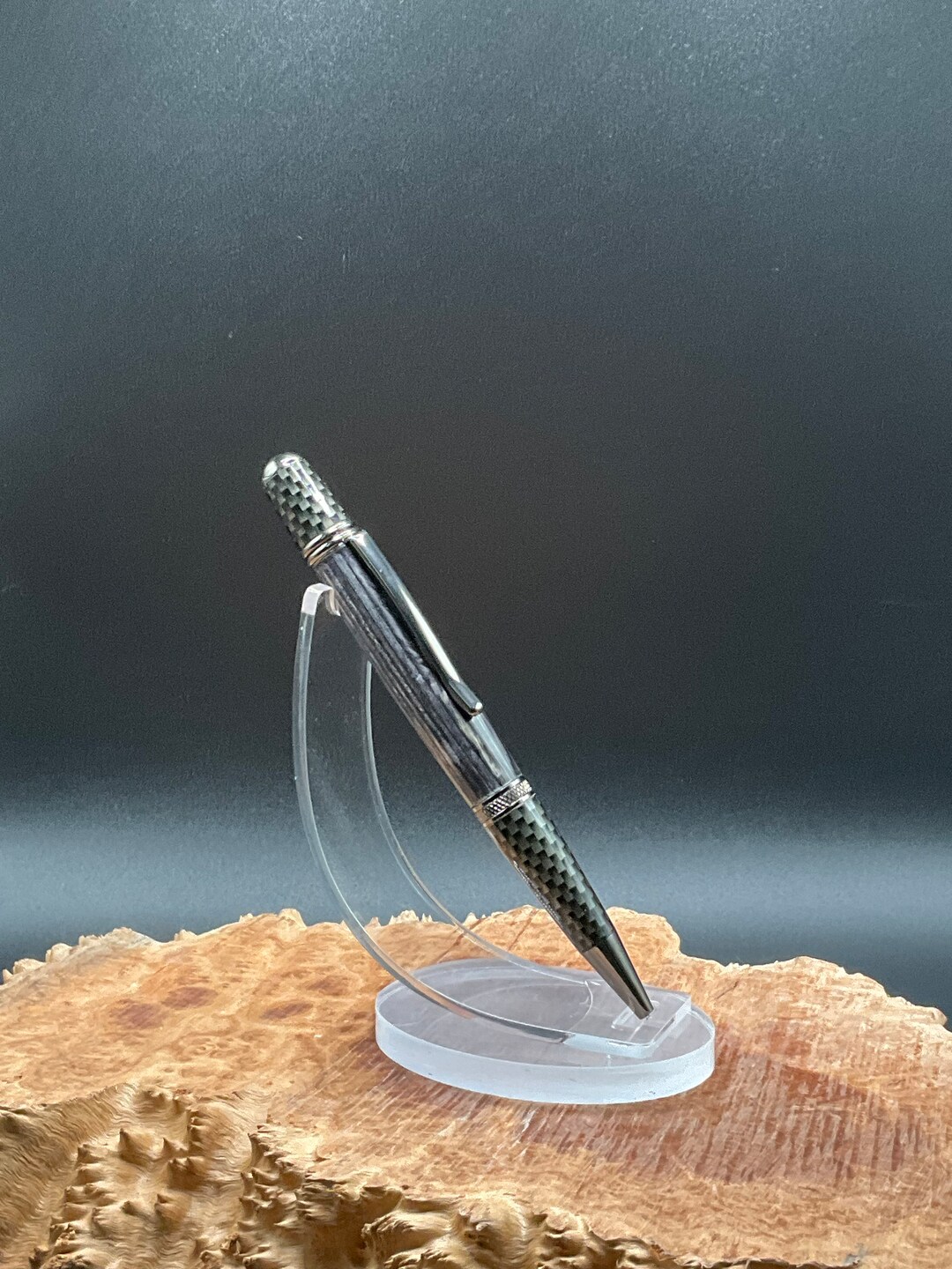 Handmade Pen Carbon Fiber Look With Black and Grey Wood and Carbon ...