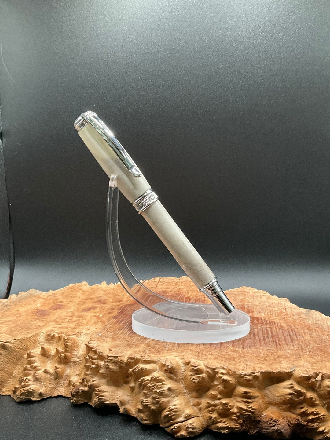 Handmade Fountain Pen or Rollerball Pen Deer Antler Pen Silver Plated ...