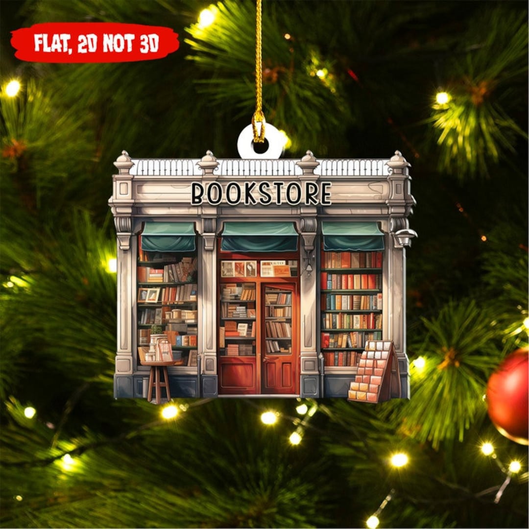 Bookstore 2D NOT 3D Christmas Ornament Personalized Bookstore - Etsy