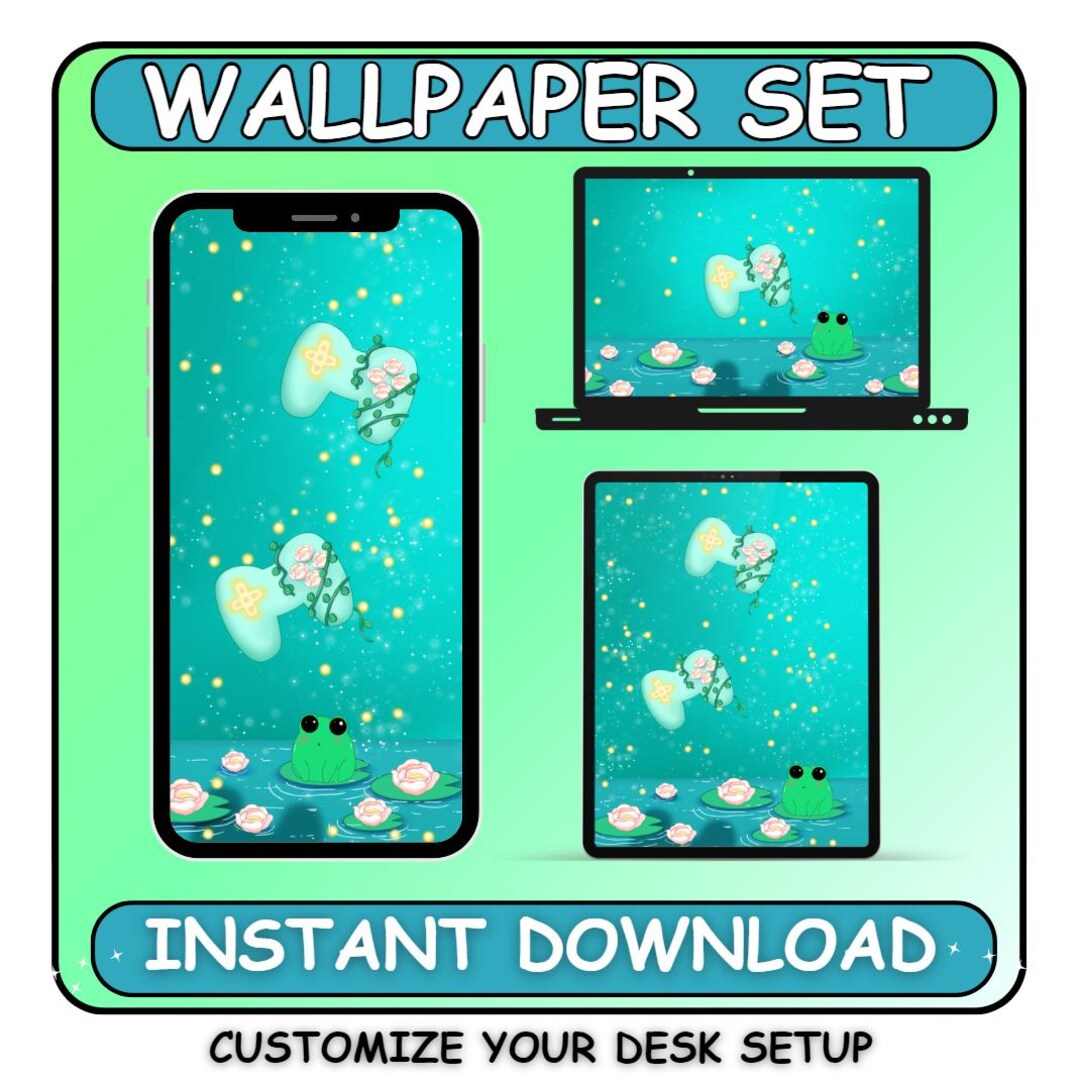 Green Swamp With Cute Frog Wallpaper, Celestial Chibi Anime Style ...