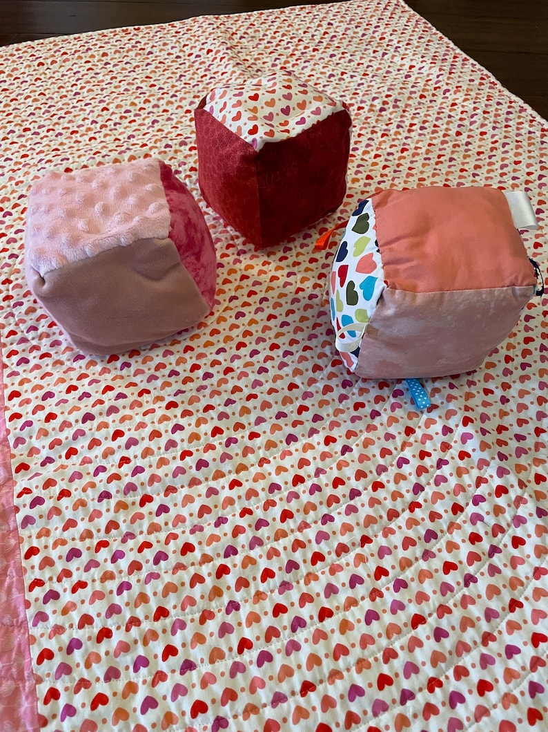 Baby Fabric Blocks, Sensory Baby Toy, Fabric Texture Blocks, Ribbon ...