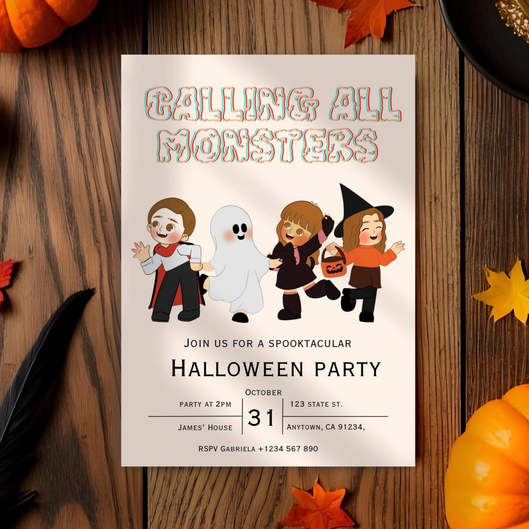 Editable Halloween Party Invitation, Halloween Costume Invitation ...