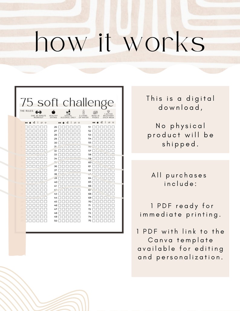 EDITABLE 75 Soft Challenge Tracker, 75 Soft Challenge Printable, 75 Day ...