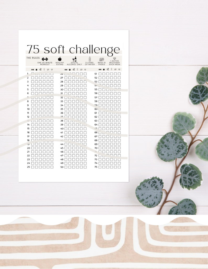 EDITABLE 75 Soft Challenge Tracker, 75 Soft Challenge Printable, 75 Day ...