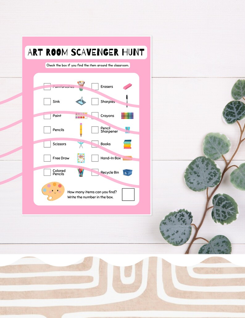 EDITABLE Art Room Scavenger Hunt Printable, Elementary Art Scavenger ...