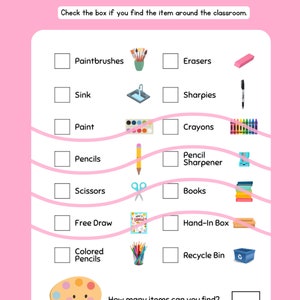 EDITABLE Art Room Scavenger Hunt Printable, Elementary Art Scavenger ...