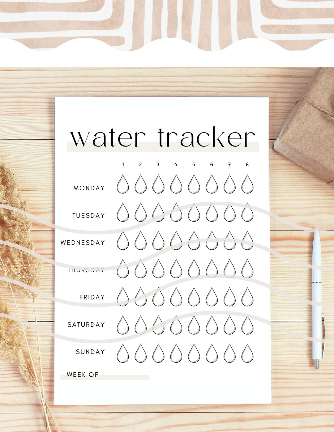 EDITABLE Water Tracker Template Size A3, A4, US Letter Canva Editable ...