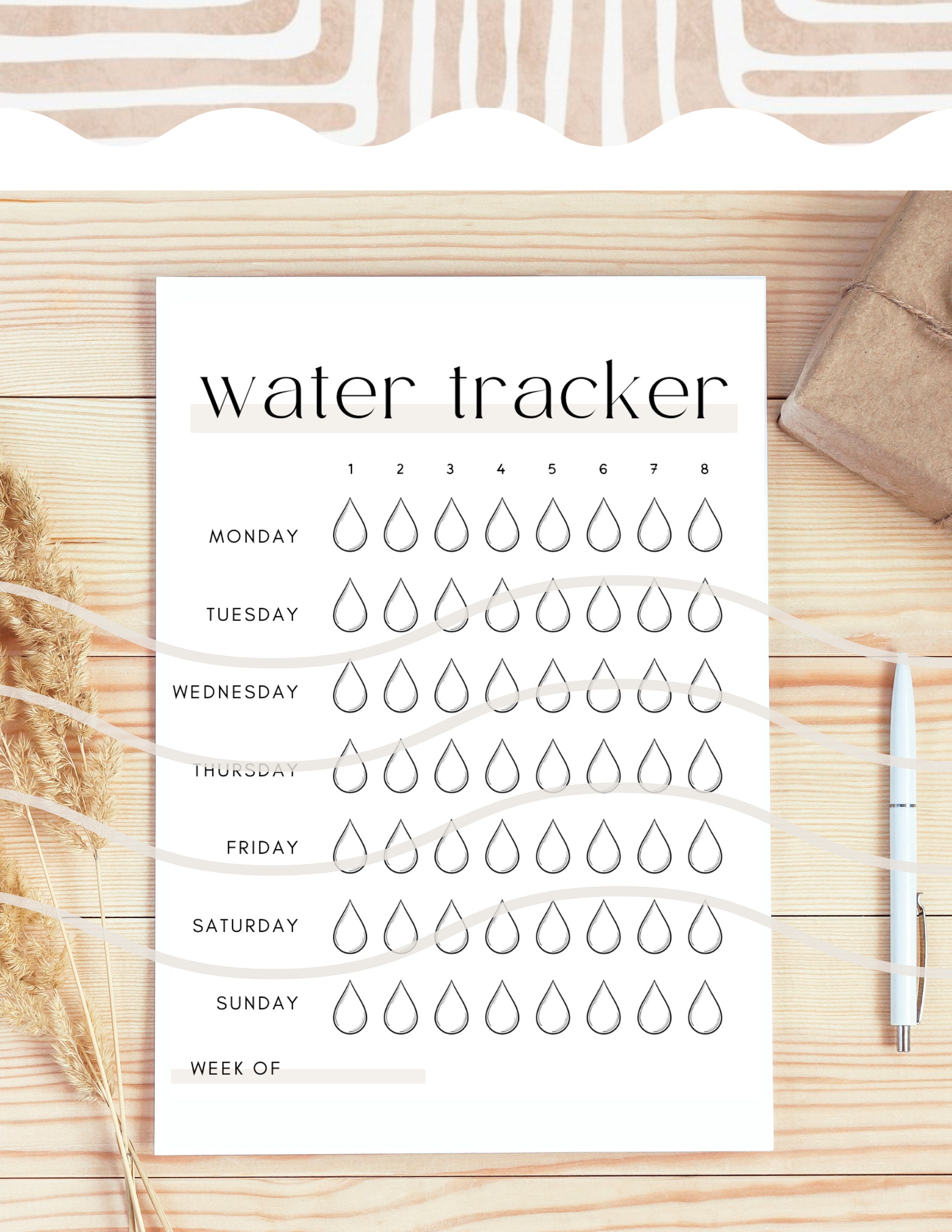 EDITABLE Water Tracker Template Size A3 A4 US Letter Canva - Etsy