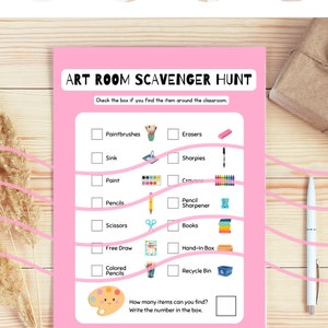 EDITABLE Art Room Scavenger Hunt Printable, Elementary Art Scavenger ...