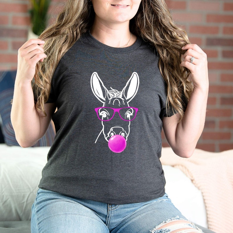 Silly Donkey Blowing Bubble Shirt Funny Animal Tee Playful Animal Print ...