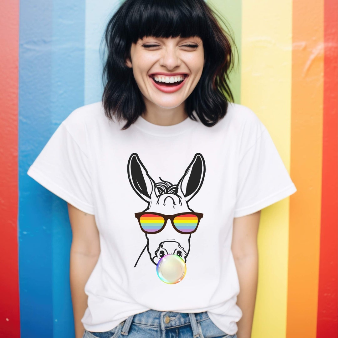 Donkey Blowing Bubble Gum in Glasses Silly Donkey Animal Shirt Funny ...