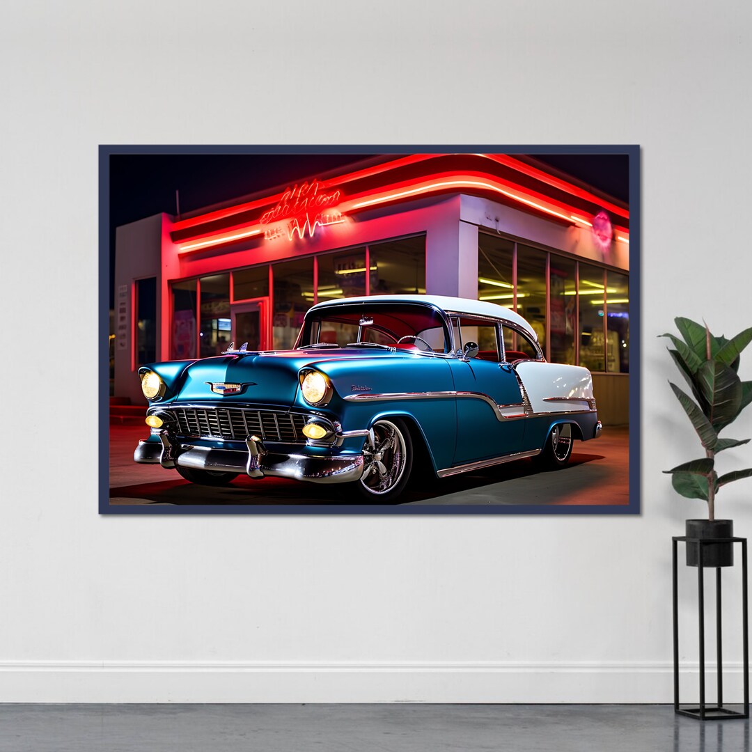 Classic Bel Air Wall Art Retro Car Wall Poster American Car Vintage Car ...