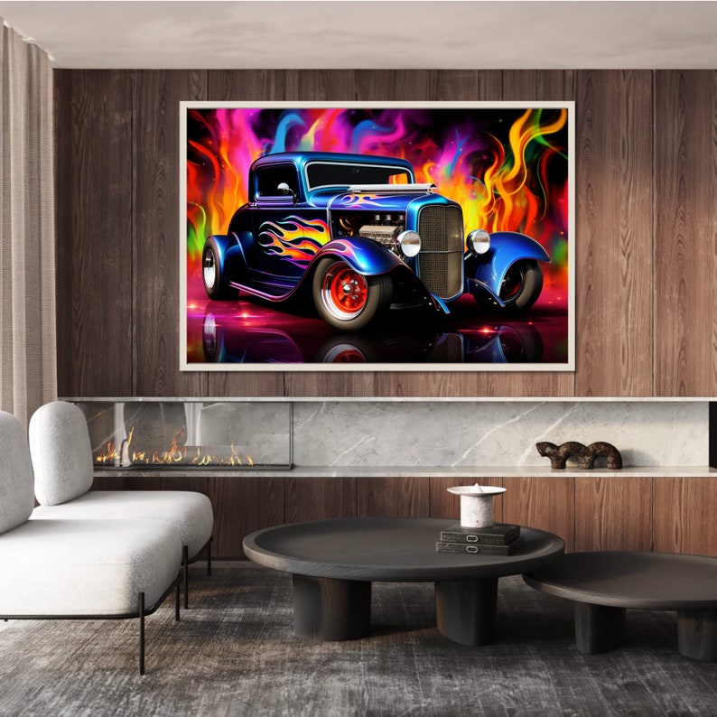Classic Hot Rod Wall Art Decor Poster Retro Car Wall Print Nostalgic ...