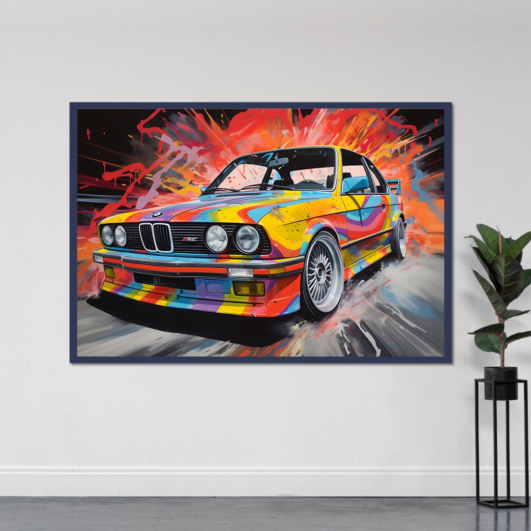 Retro BMW M Sports Car Wall Poster Racing Car Art Decor Sports Car ...