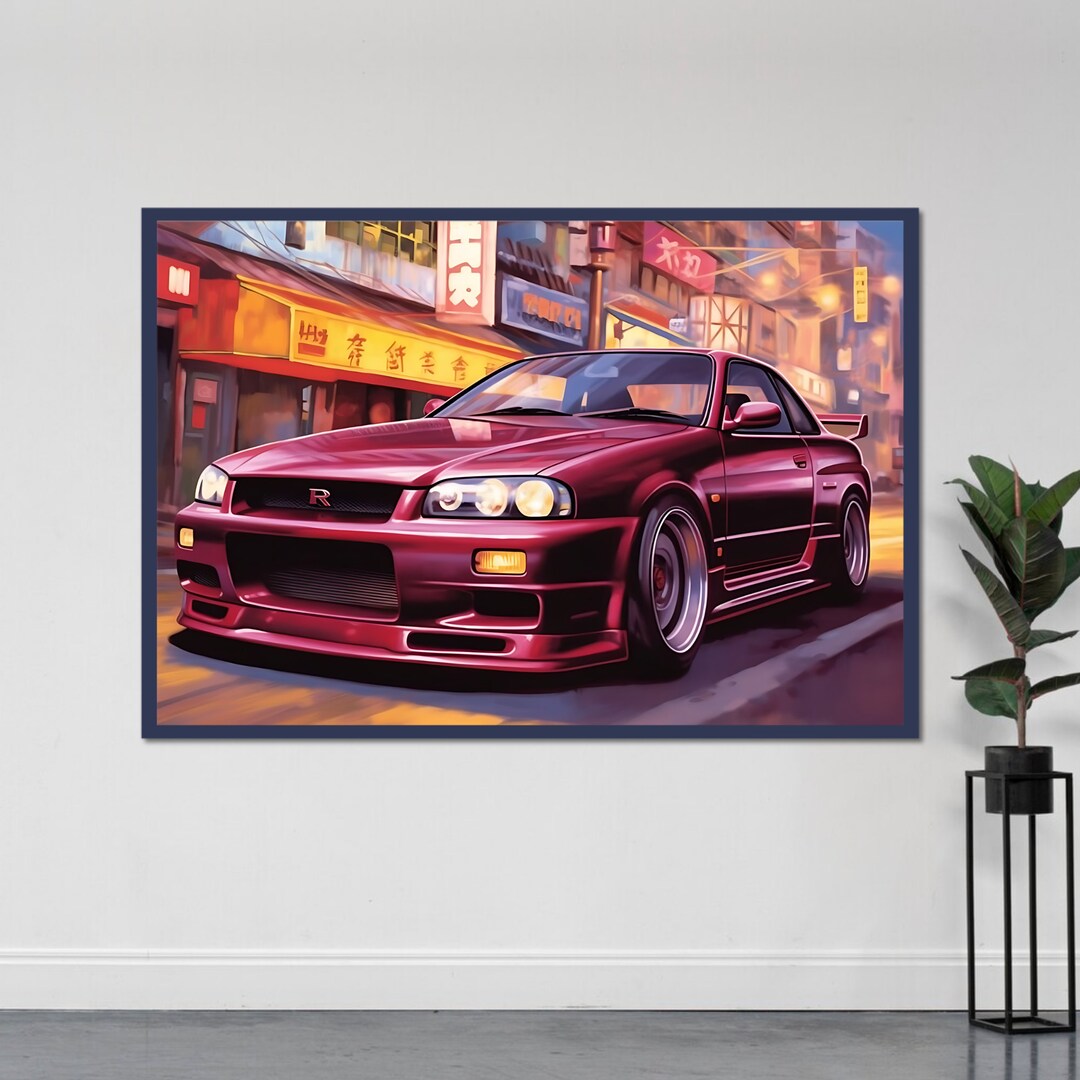 Nissan Skyline GTR Wall Poster Muscle Car Art Decor Super Sports Car ...