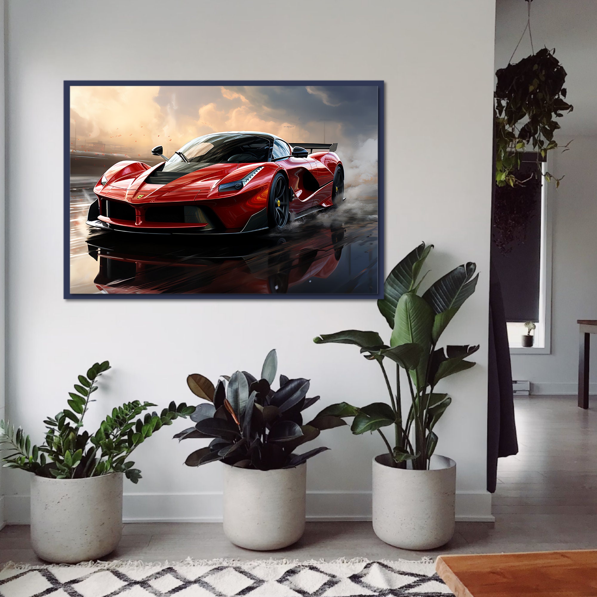 Red Ferrari Wall Poster Muscle Car Art Decor Super Sports Car Print ...