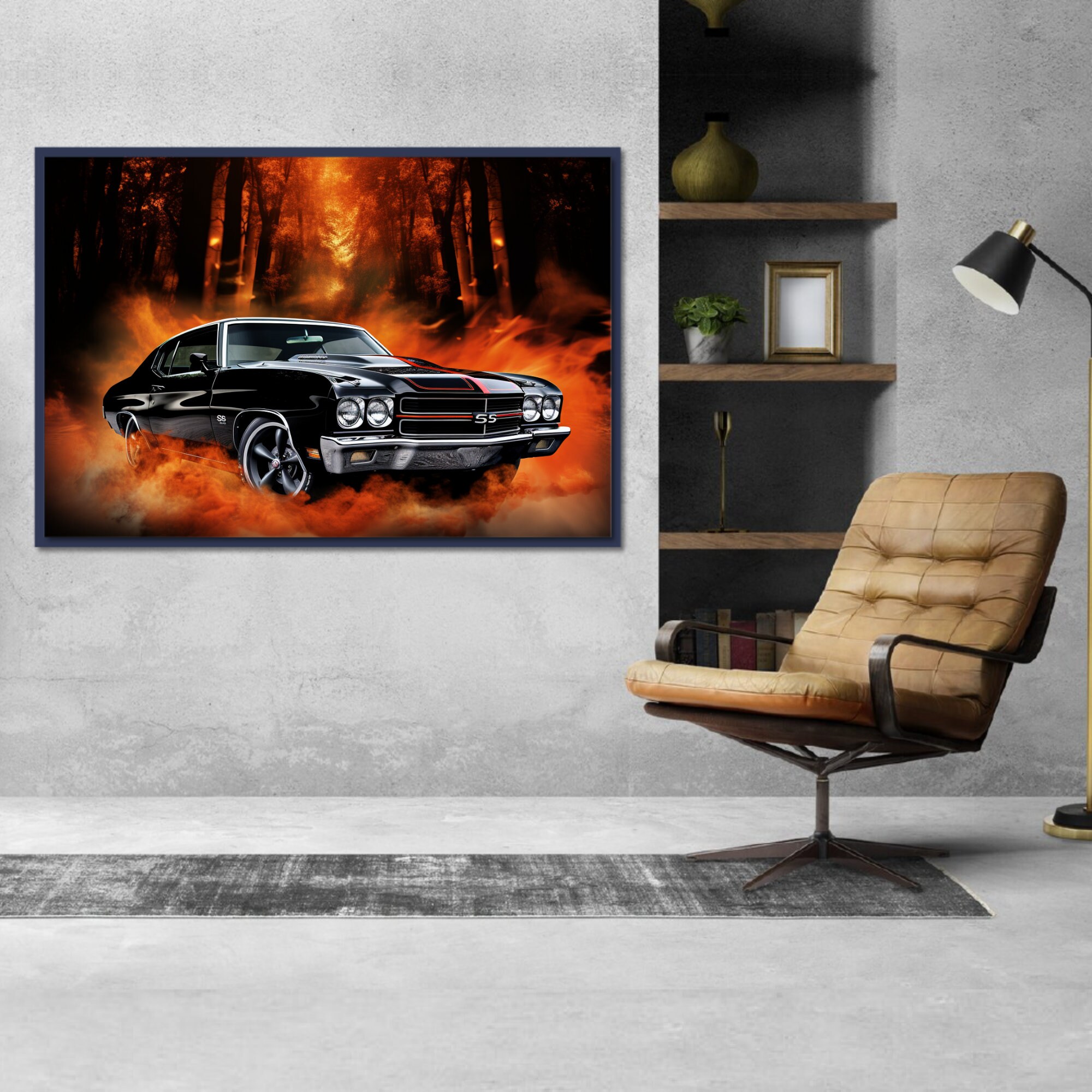 Classic Chevy Chevelle Wall Art Muscle Car Wall Poster Retro Car Print ...
