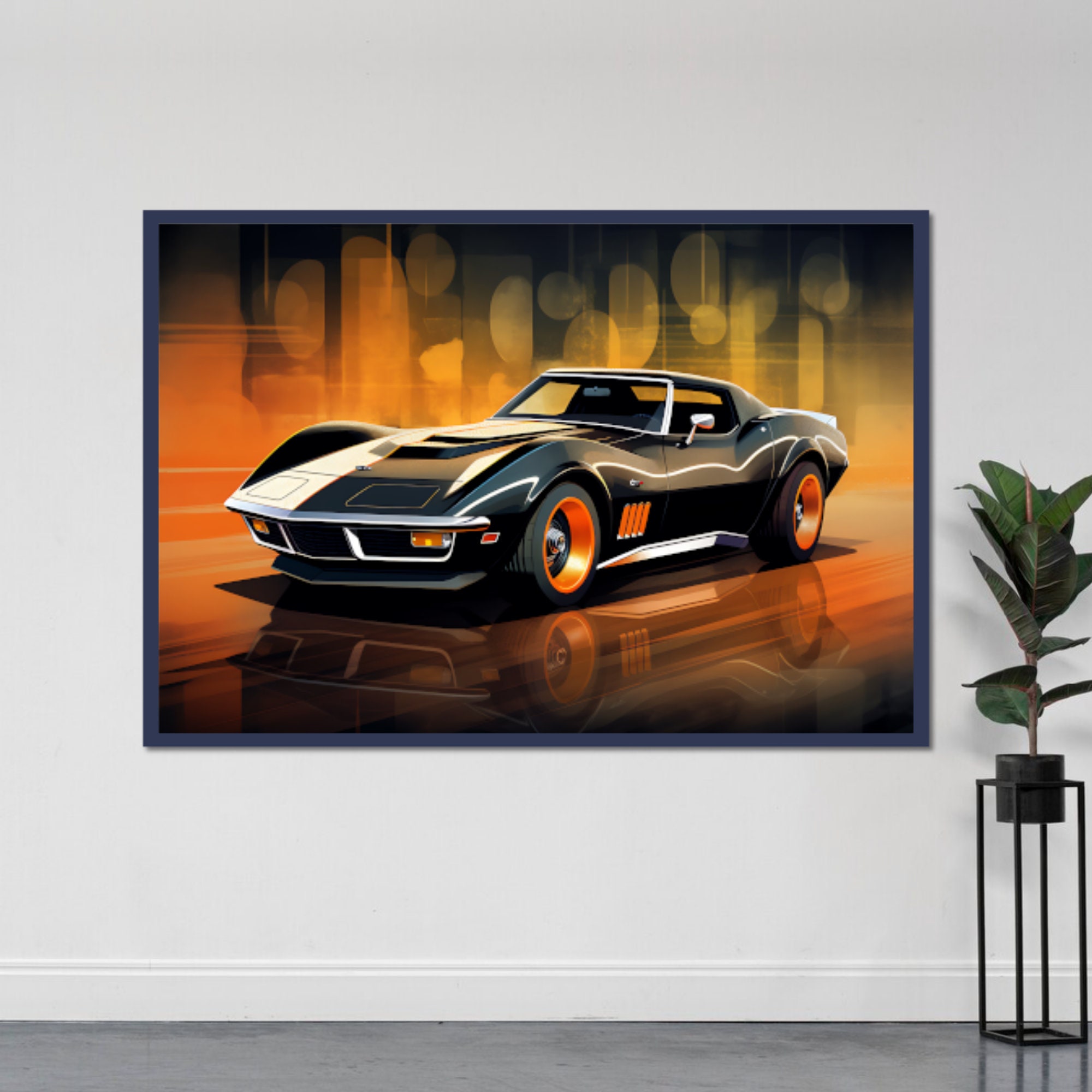 Classic Chevy Corvette Wall Art Muscle Car Wall Poster Retro Car Print ...