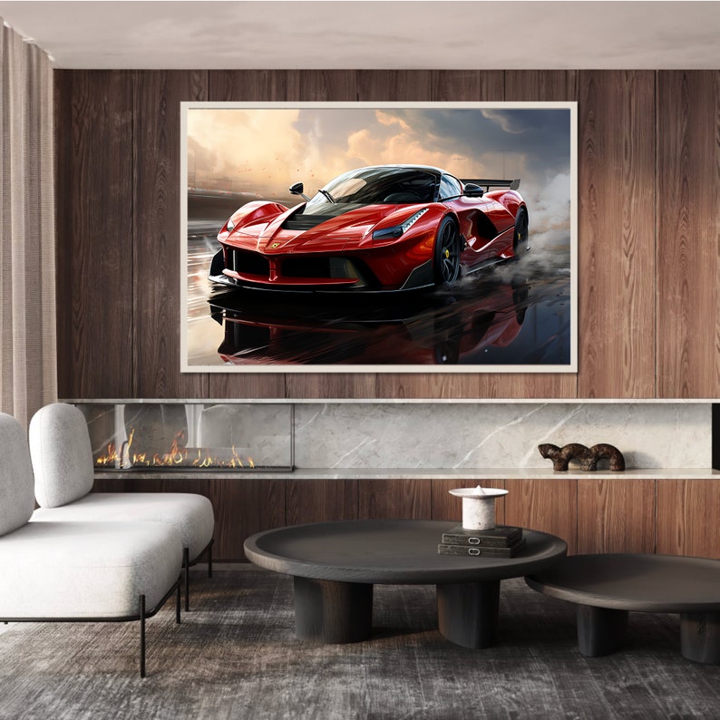 Red Ferrari Wall Poster Muscle Car Art Decor Super Sports Car Print ...