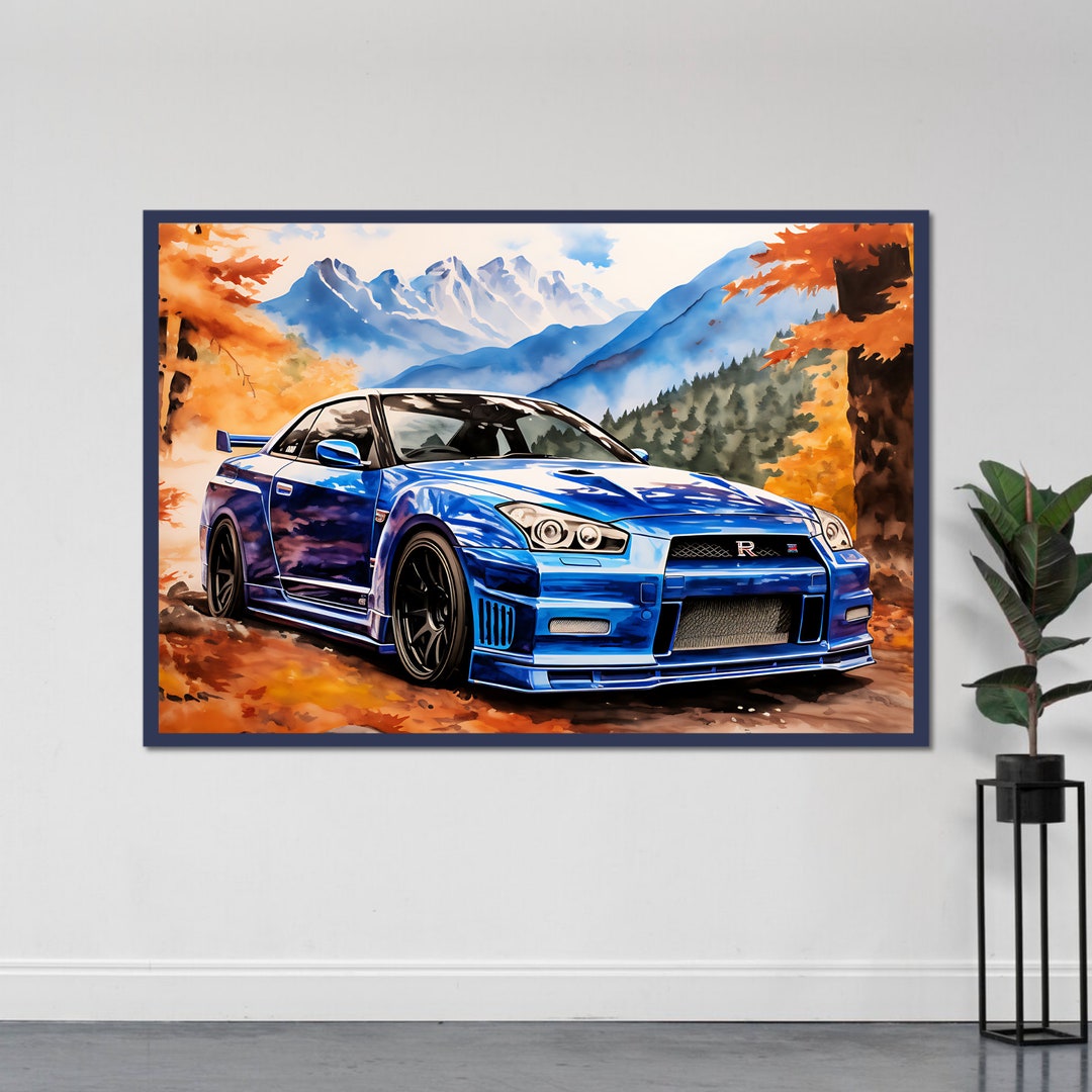 Nissan GTR Skyline Wall Poster Muscle Car Art Decor Super Sports Car ...