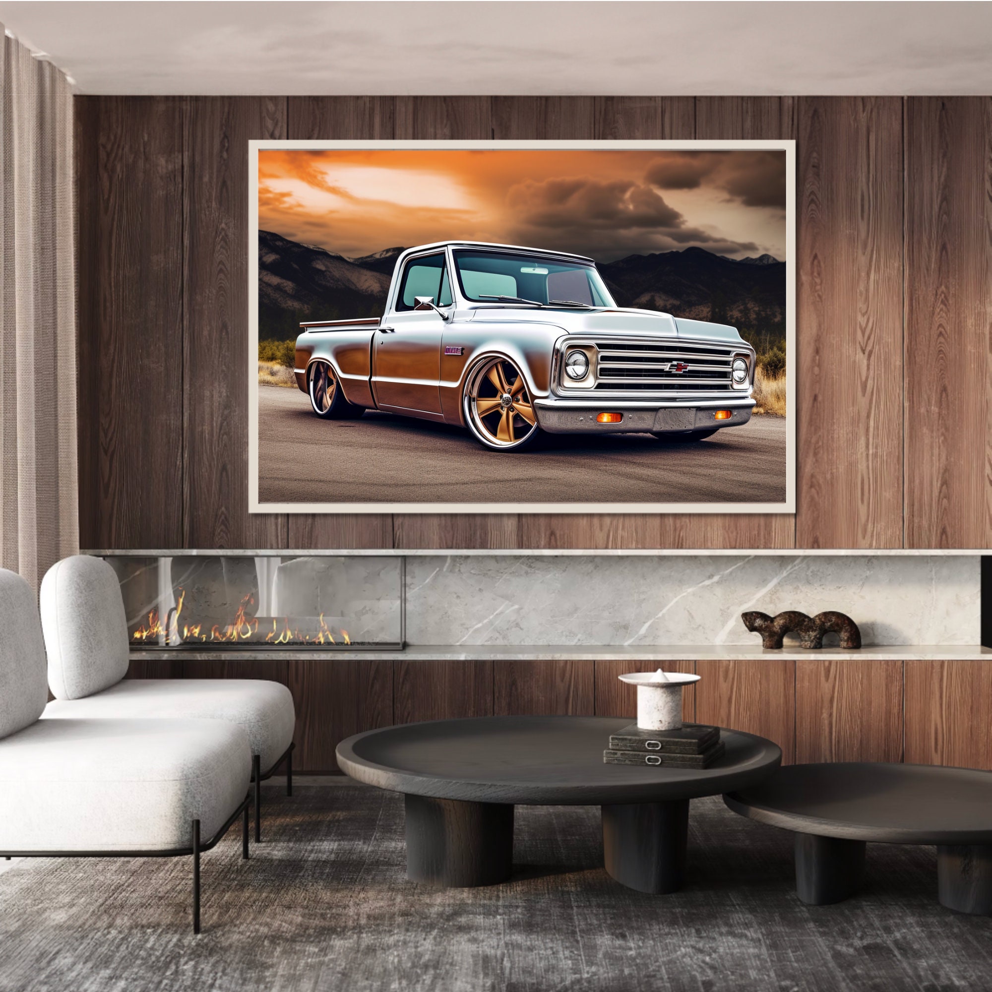 Classic Chevy C10 Truck Wall Art Decor Poster Retro Truck Wall Art ...