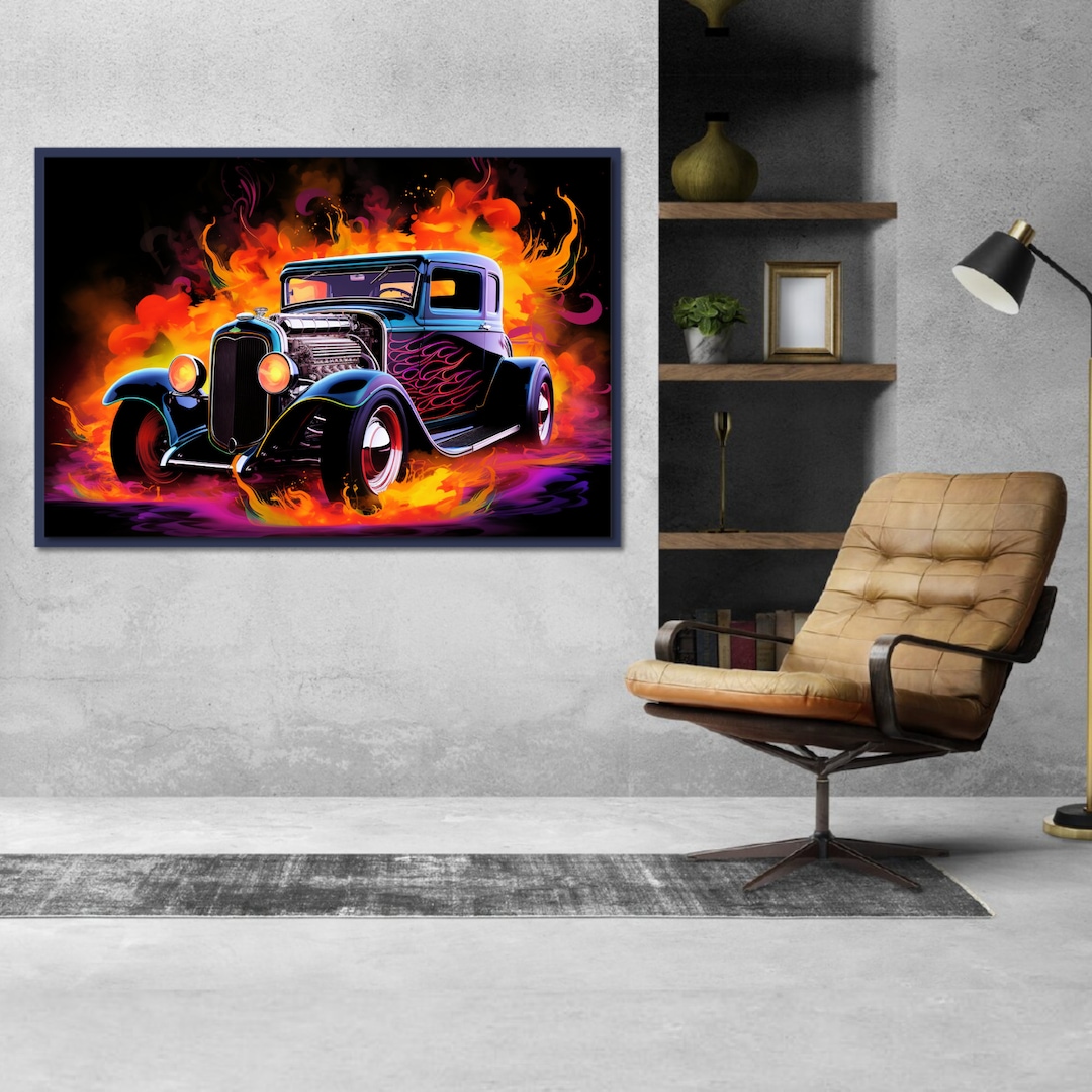 Classic Hot Rod Wall Art Antique Car Wall Poster Retro Car Print ...
