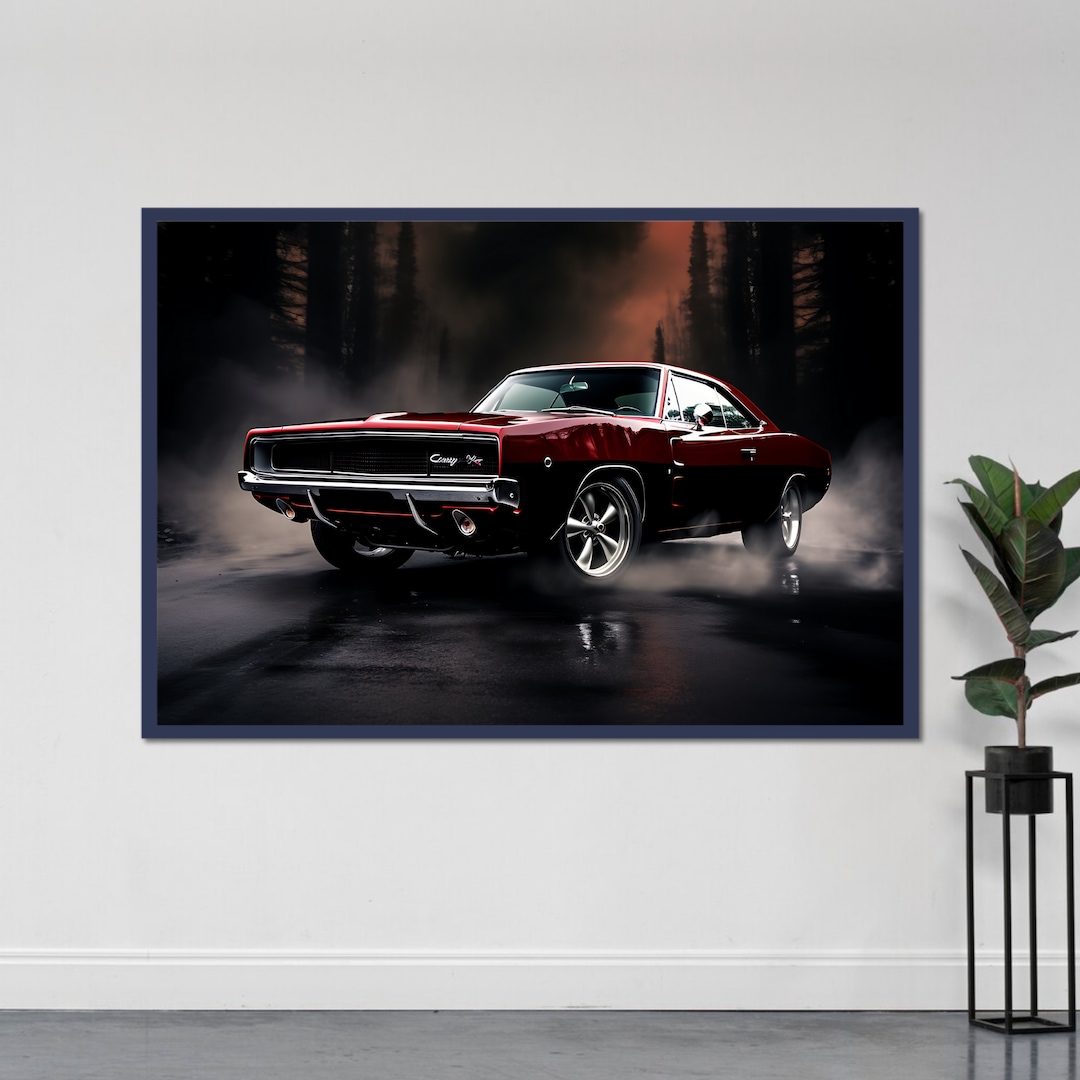 Classic Dodge Charger Wall Poster Muscle Car Art Decor Retro Car Print ...