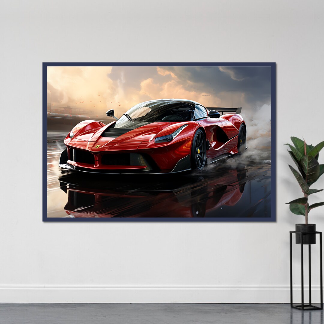 Red Ferrari Wall Poster Muscle Car Art Decor Super Sports Car Print ...