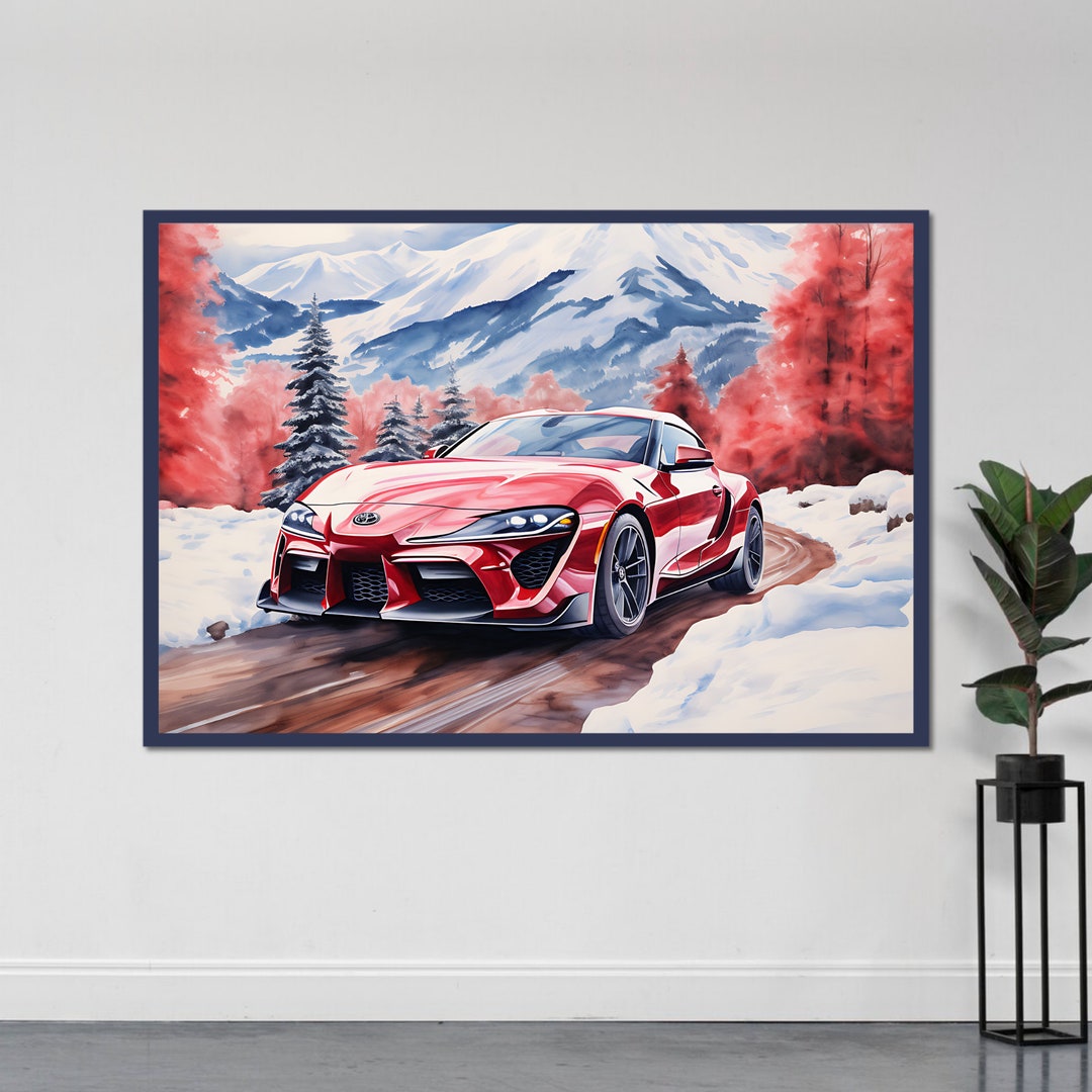 Red Toyota Supra Wall Poster Sports Car Print Racing Car Poster Muscle ...