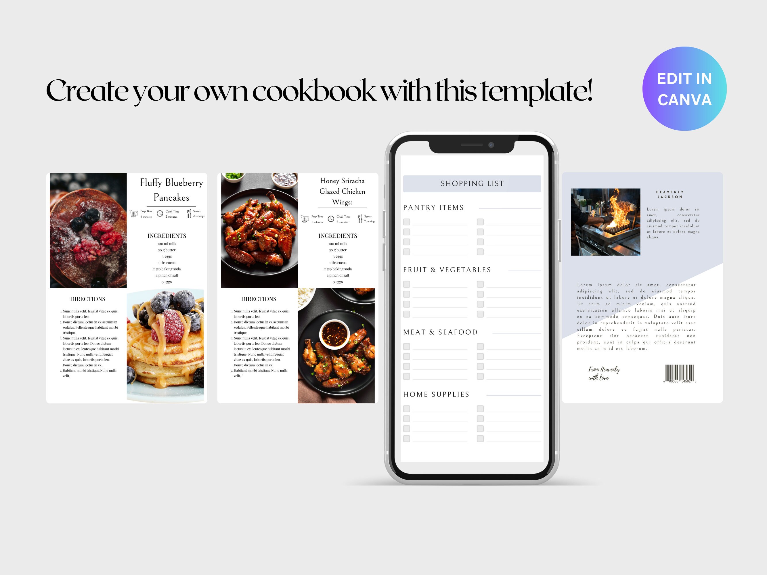 Cookbook Template | Recipe Book Template | Editable Canva Ebook ...