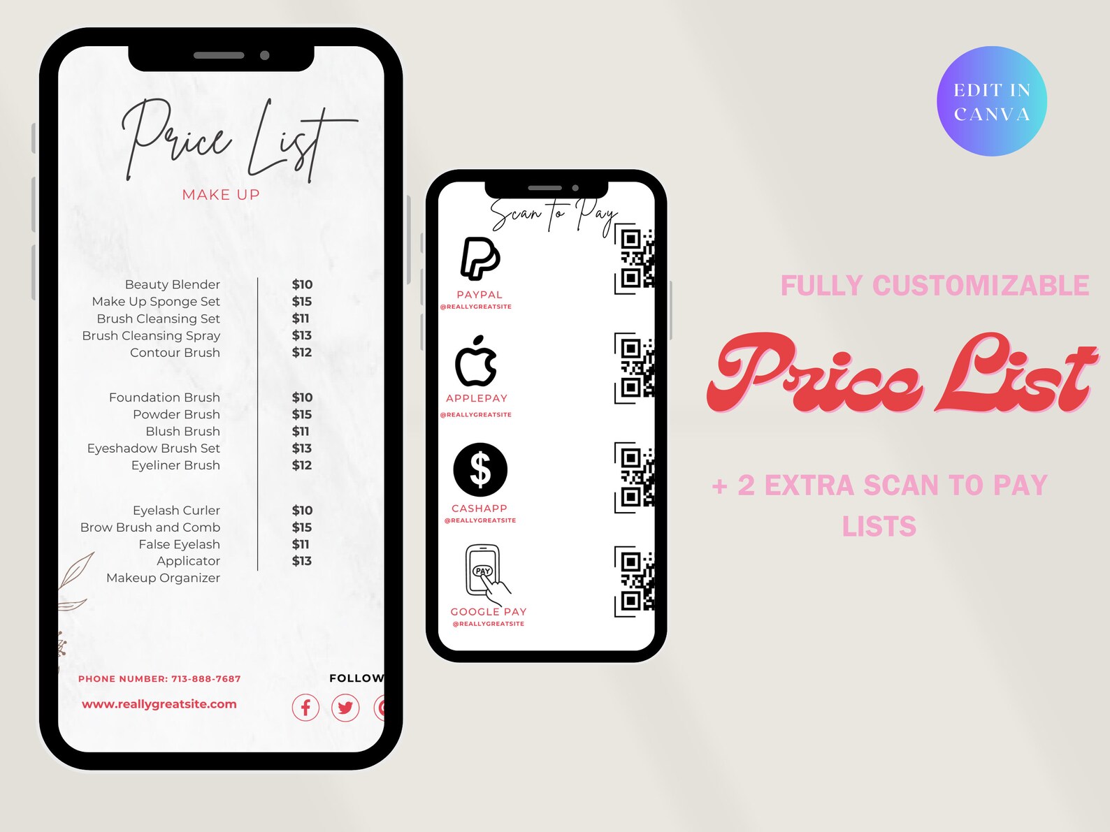 Editable Beauty Salon Pricing Template Design, DIY Price List Template ...