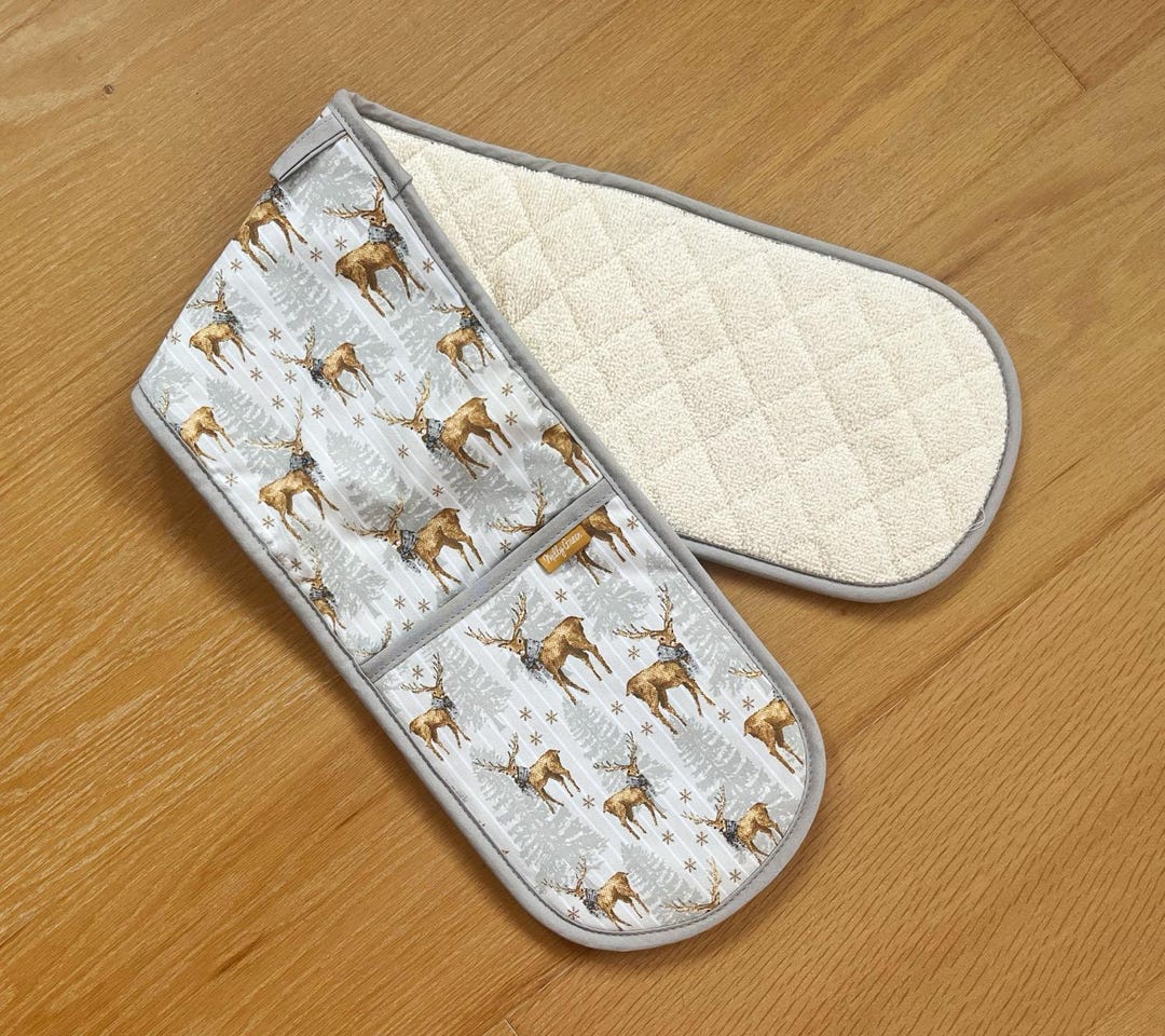 Extra dicke Doppel Ofenhandschuhe/Ofenhandschuhe mit Wald- und ...