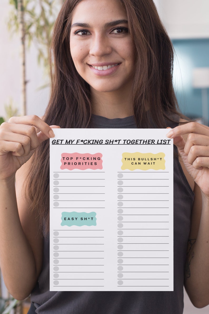 Get Your F*cking Sh*t Together List! to Do List Printable, Simple Tasks ...