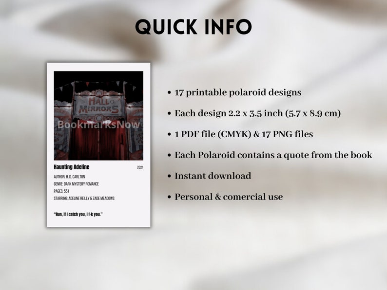 17 Aesthetic Printable Book Polaroids 'haunting Adeline' by H. D ...