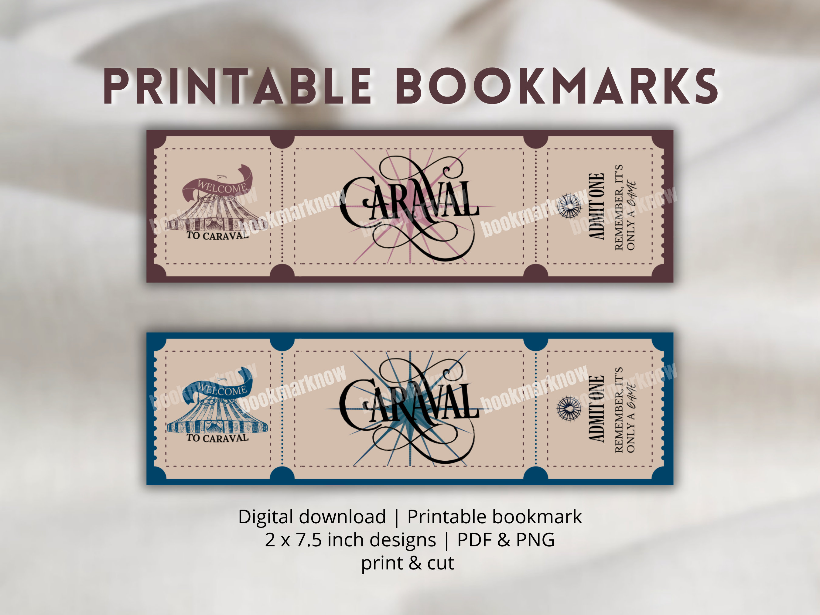Aesthetic Printable Bookmarks and Invitation Card 'caraval' by ...