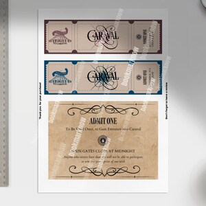 Aesthetic Printable Bookmarks and Invitation Card 'caraval' by ...