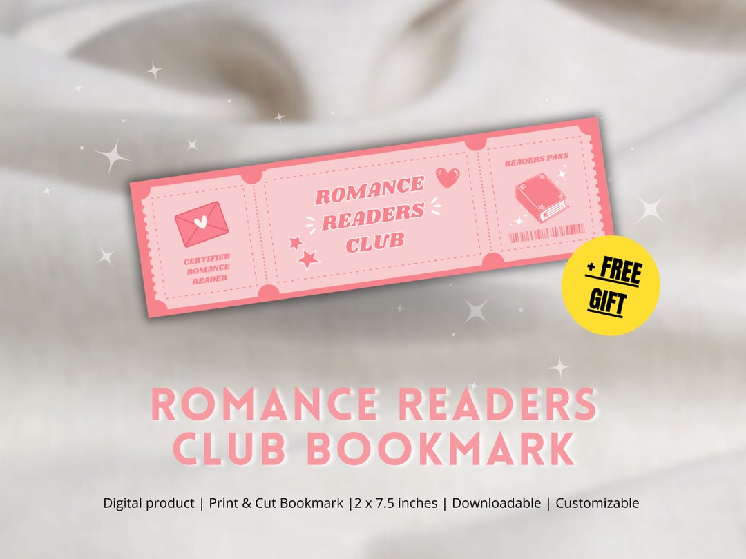 Pink Aesthetic Printable Bookmark 'romance Readers Club' | Print & Cut ...