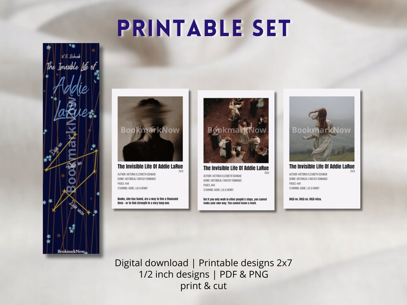 Set of 4 Aesthetic Printable Bookmarks and Polaroid Picture Inspired by ...