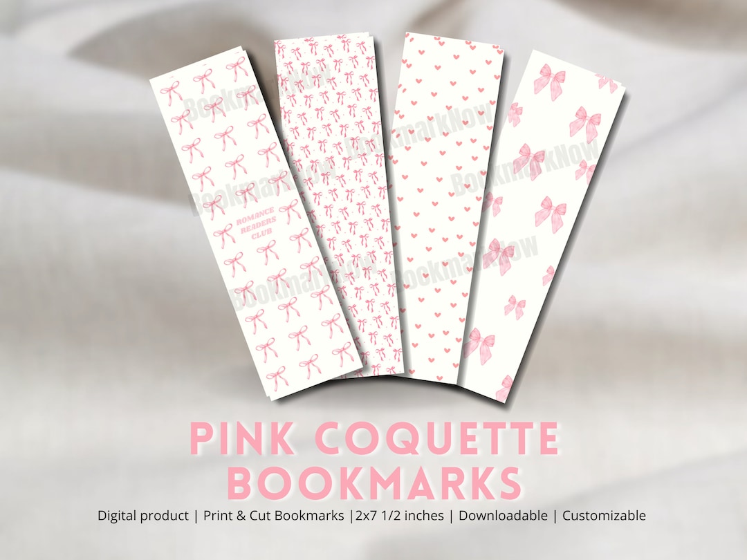 Pink Aesthetic Printable Bookmark 'pink Coquette' Print & Cut Download ...