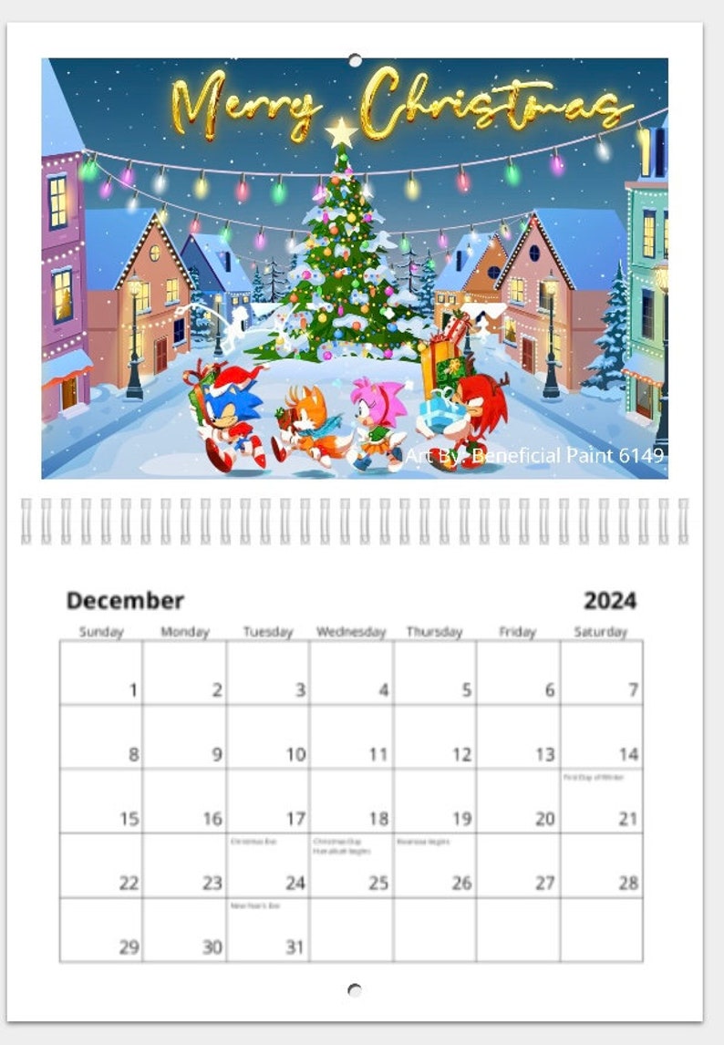 Sonic the Hedgehog 2024 Calendar, Kids 2024 Calendar, Sonic the ...