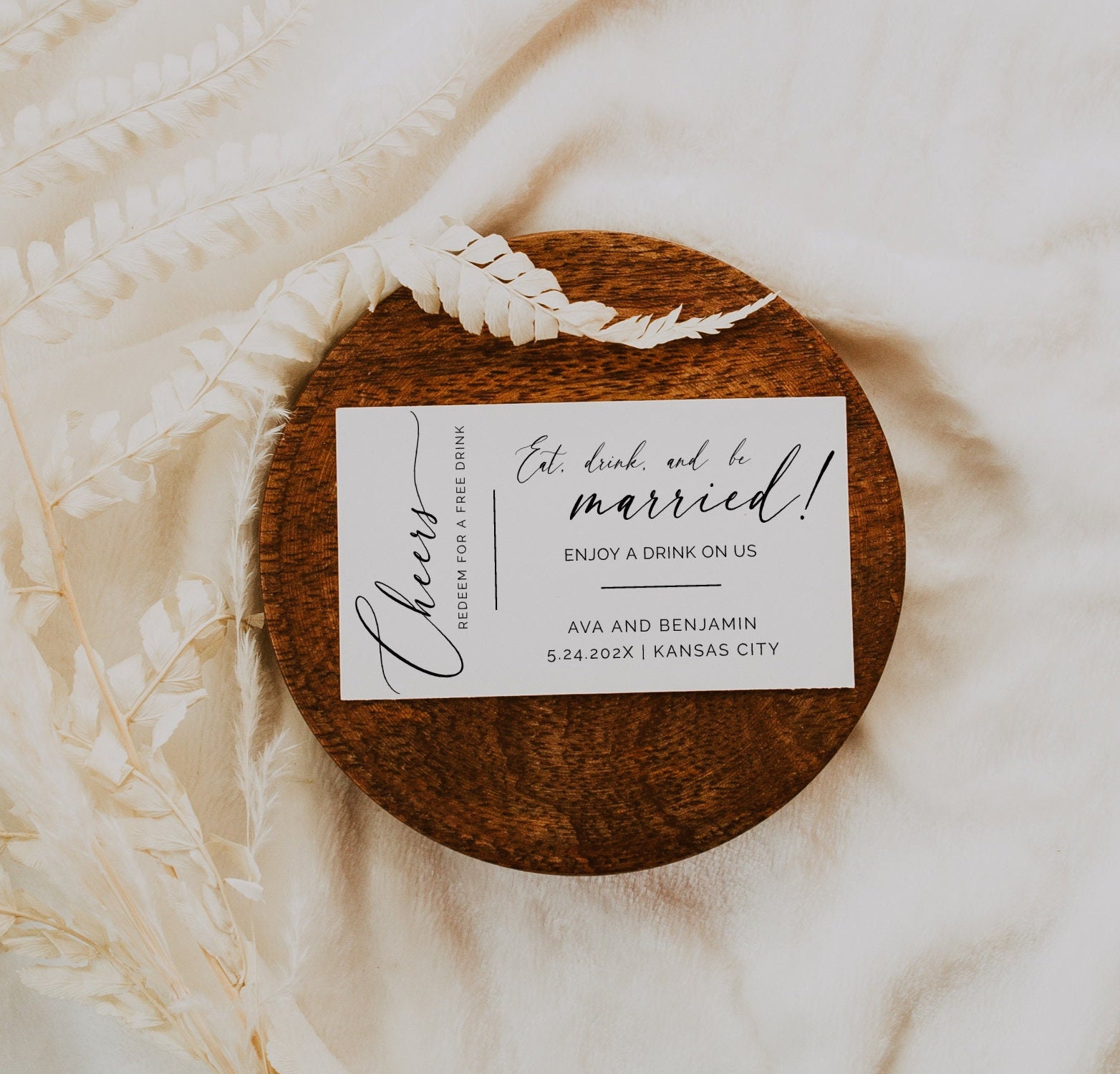 Wedding Drink Coupon Template, Wedding Drink Tickets Template, Custom ...