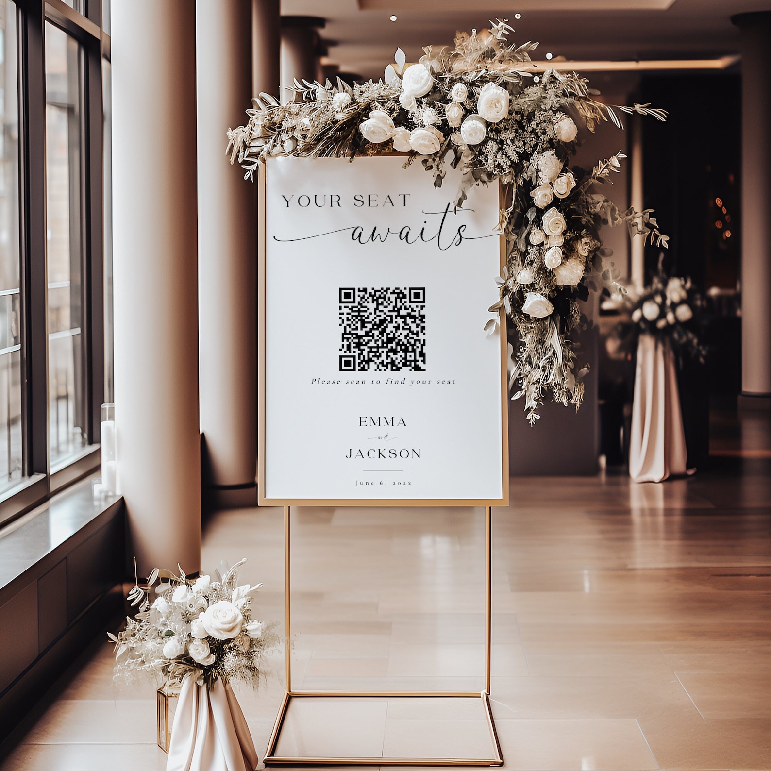 QR Code Wedding Seating Chart, Your Seat Awaits Seating Chart With QR ...