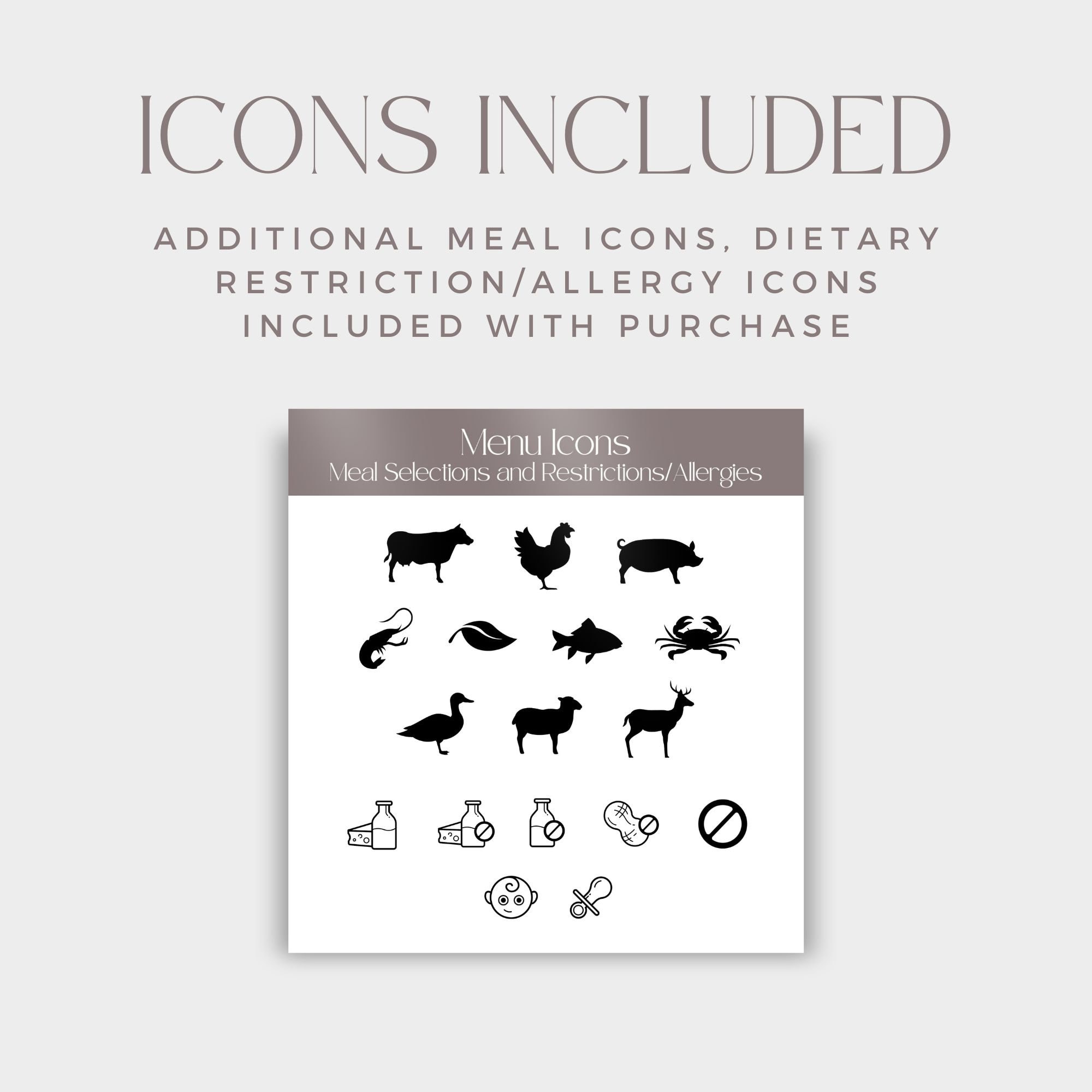 Place Card With Meal Option, Meal Choice Place Cards Wedding, Modern ...